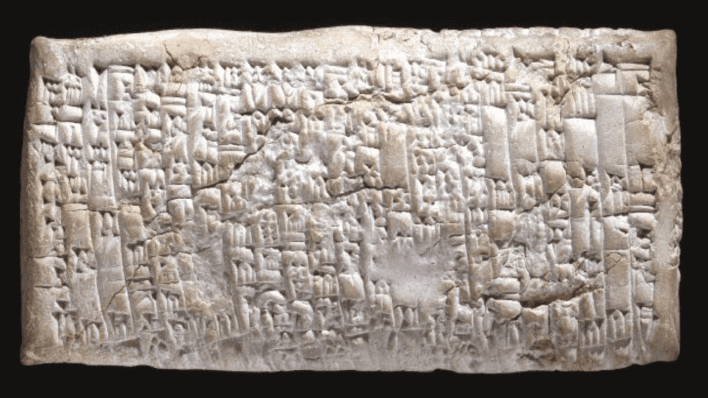 The "Ea-Nasir complaint board" carved in 1750 B.C.